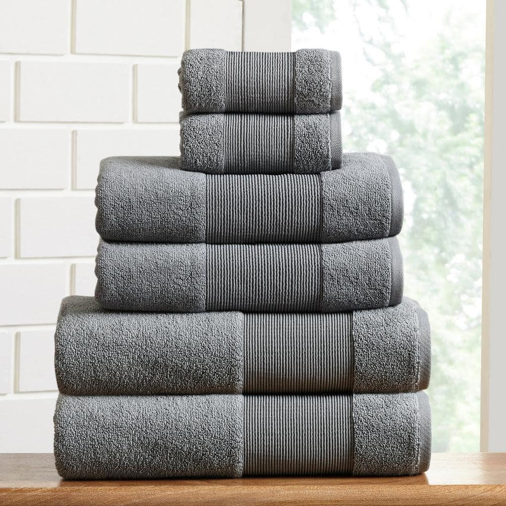 MODERN THREADS Air Cloud 6-Piece Gray Towel Set Charcoal 5ACTL6PE-CHR ...