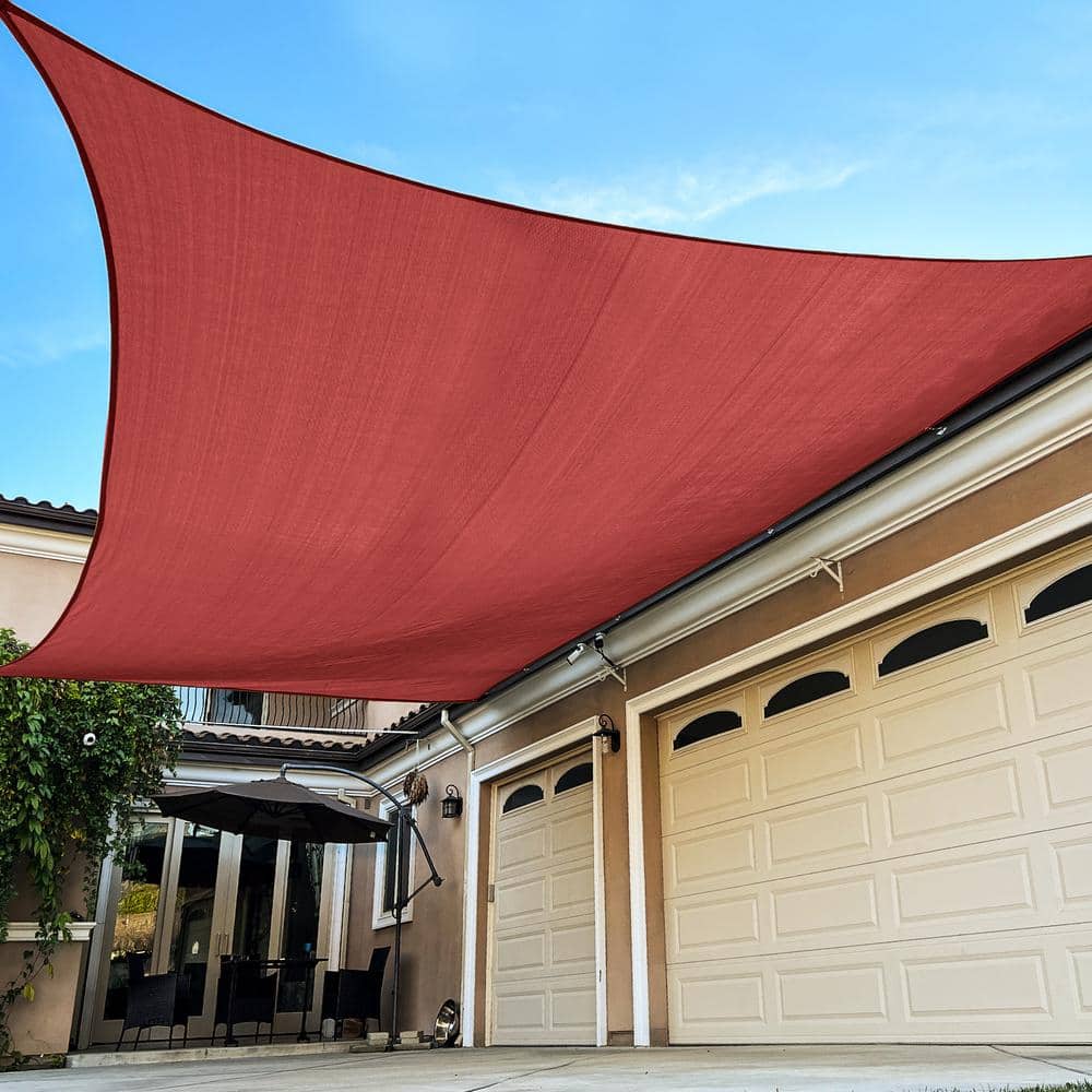 workpoint 16 ft. x 20 ft. 205GSM Red Rectangle Sun Shade Sail for ...