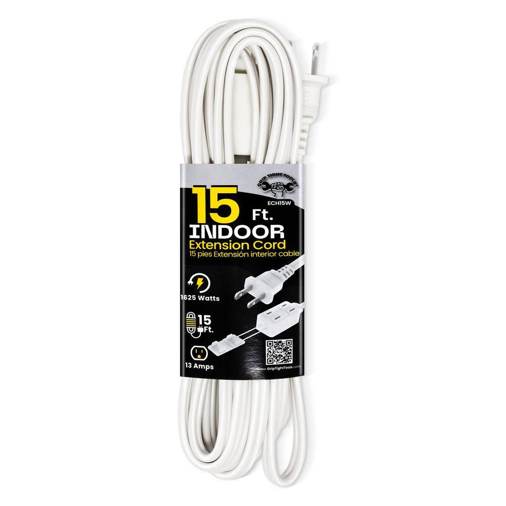 GRIP TIGHT TOOLS 15 ft. 16/2 SPT, Indoor Household Extension Cord ...