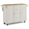 HOMESTYLES Dolly Madison White Kitchen Cart with Natural Wood Top 4516 ...