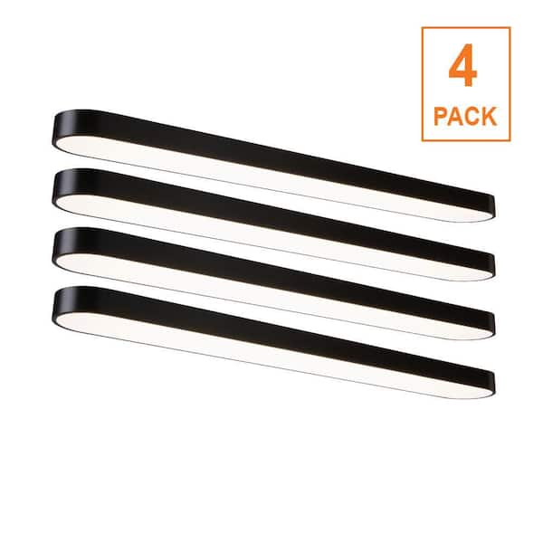 Commercial Electric 4 ft. x 10 in. Satin Nickel LED Flush Mount Ceiling ...