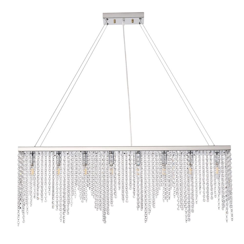 aiwen Modern 39.4 in. 8-Light Rectangle Raindrop Crystal Chandelier ...