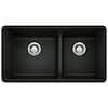 Blanco PRECIS Coal Black Granite Composite 33 in. 60/40 Double Bowl ...