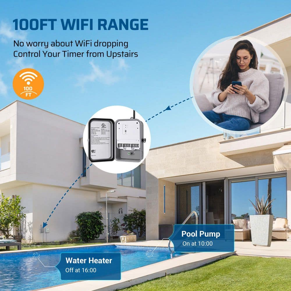 DEWENWILS 40 Amp 7-Day Outdoor WiFi Digital Smart Time Swtich, with Metal Box HOWTS-01NA1 - The ...