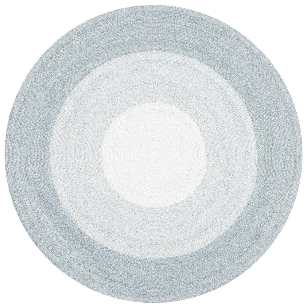 SAFAVIEH Braided Gray/Ivory 9 ft. x 9 ft. Round Solid Area Rug BRD802A ...