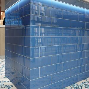 Giorbello Baby Blue 6 in. x 12 in. x 8mm Glass Subway Tile (5 sq. ft ...