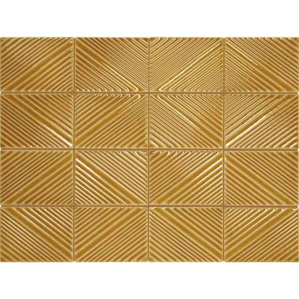 Daltile Revalia Remix Mustard 12 in. x 16 in. Glossy Ceramic Structural ...
