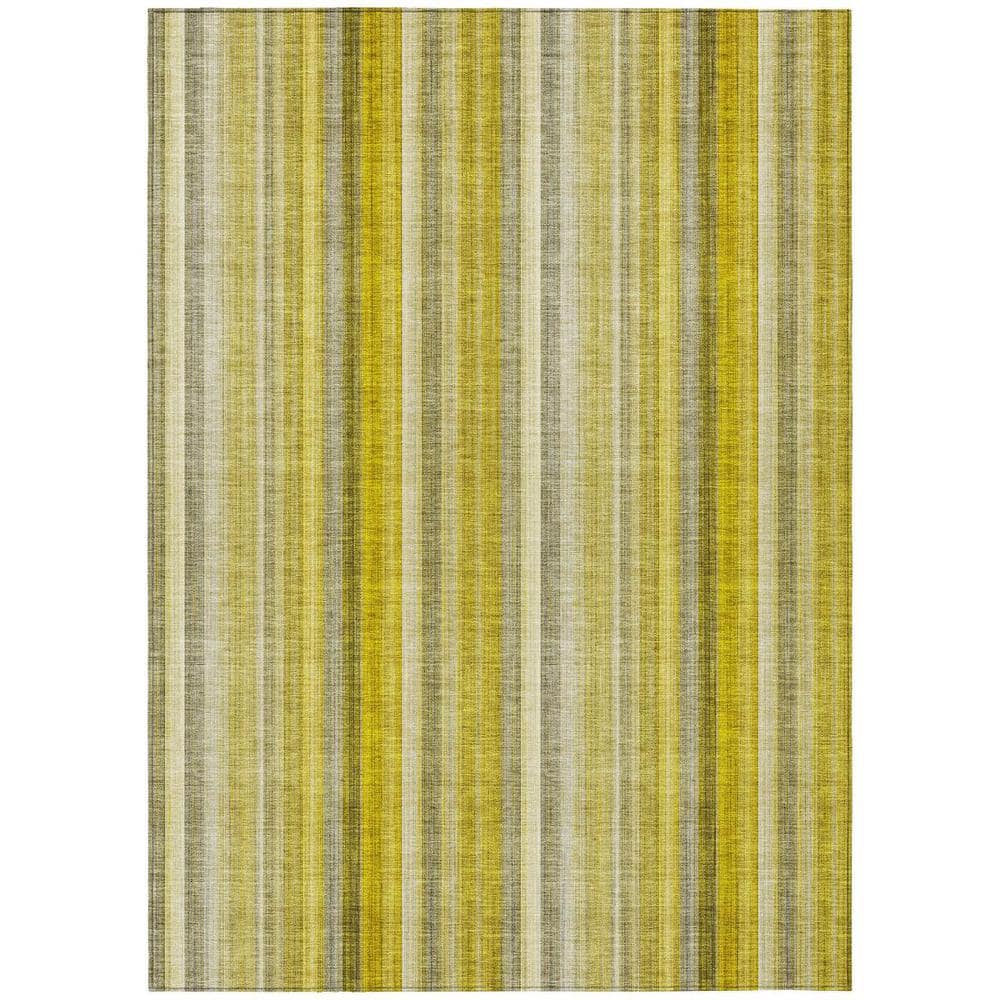 HomeRoots Gold 10 ft. x 14 ft. Woven Striped Rectangle Indoor/Outdoor ...