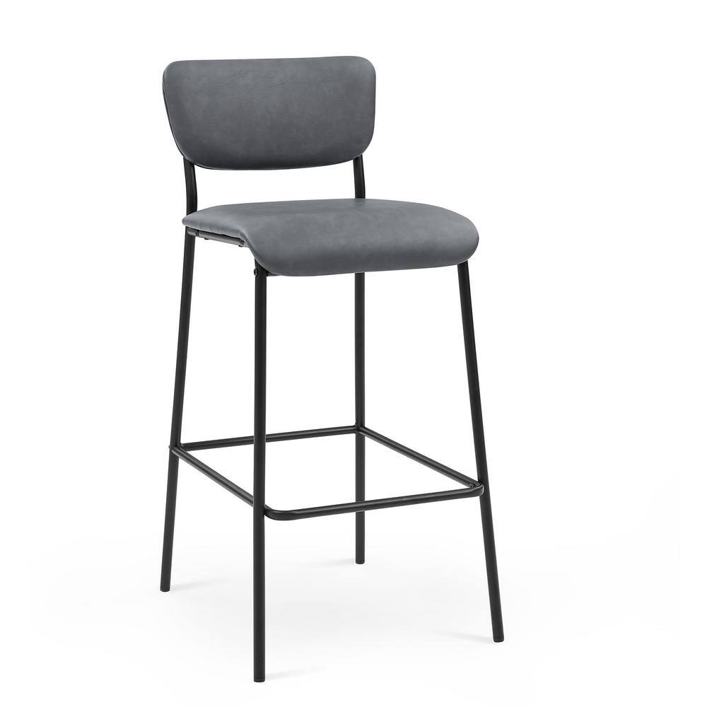 URTR 38.5 in. Gray Low Back Metal Frame Bar Stools, Dining Chair Pub ...