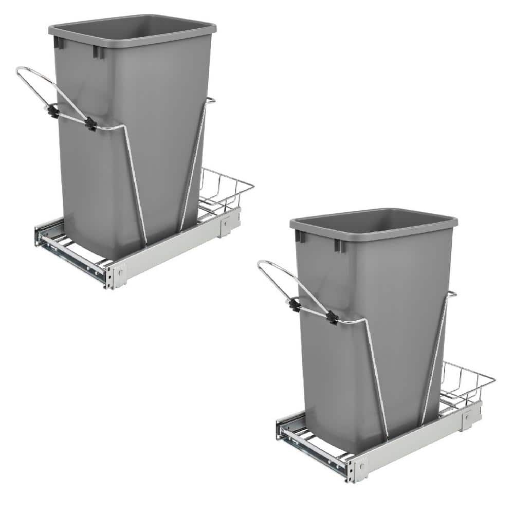Rev-A-Shelf Single 35 Qt. Sliding Pull Out Waste Bin Container (2-Pack ...