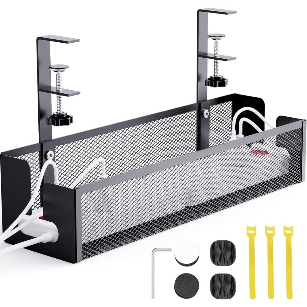 Yichuhaoxi Under Desk Cable Management Tray No Drill Mesh Wire Organizer Rack for Office Home ...