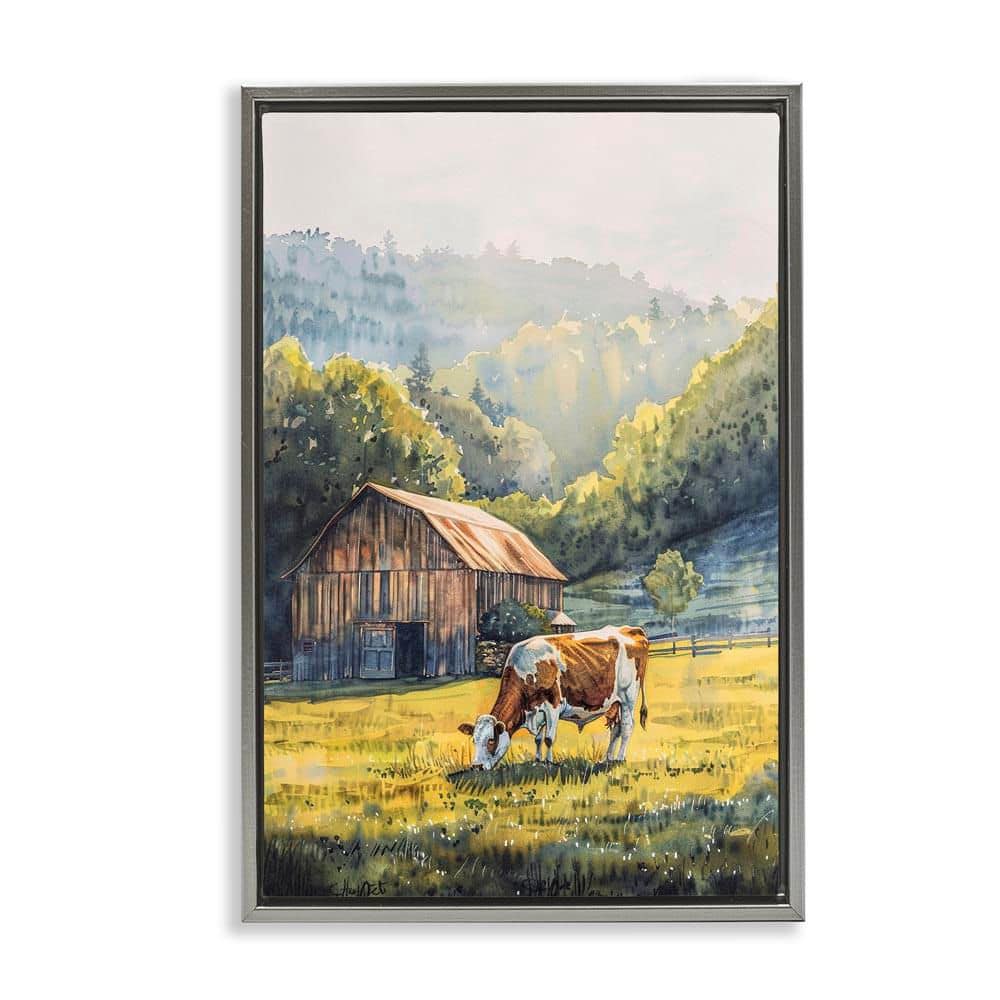 Stupell Industries Brown Spotted Cow Grazing by Franklyn Gregory Gray ...