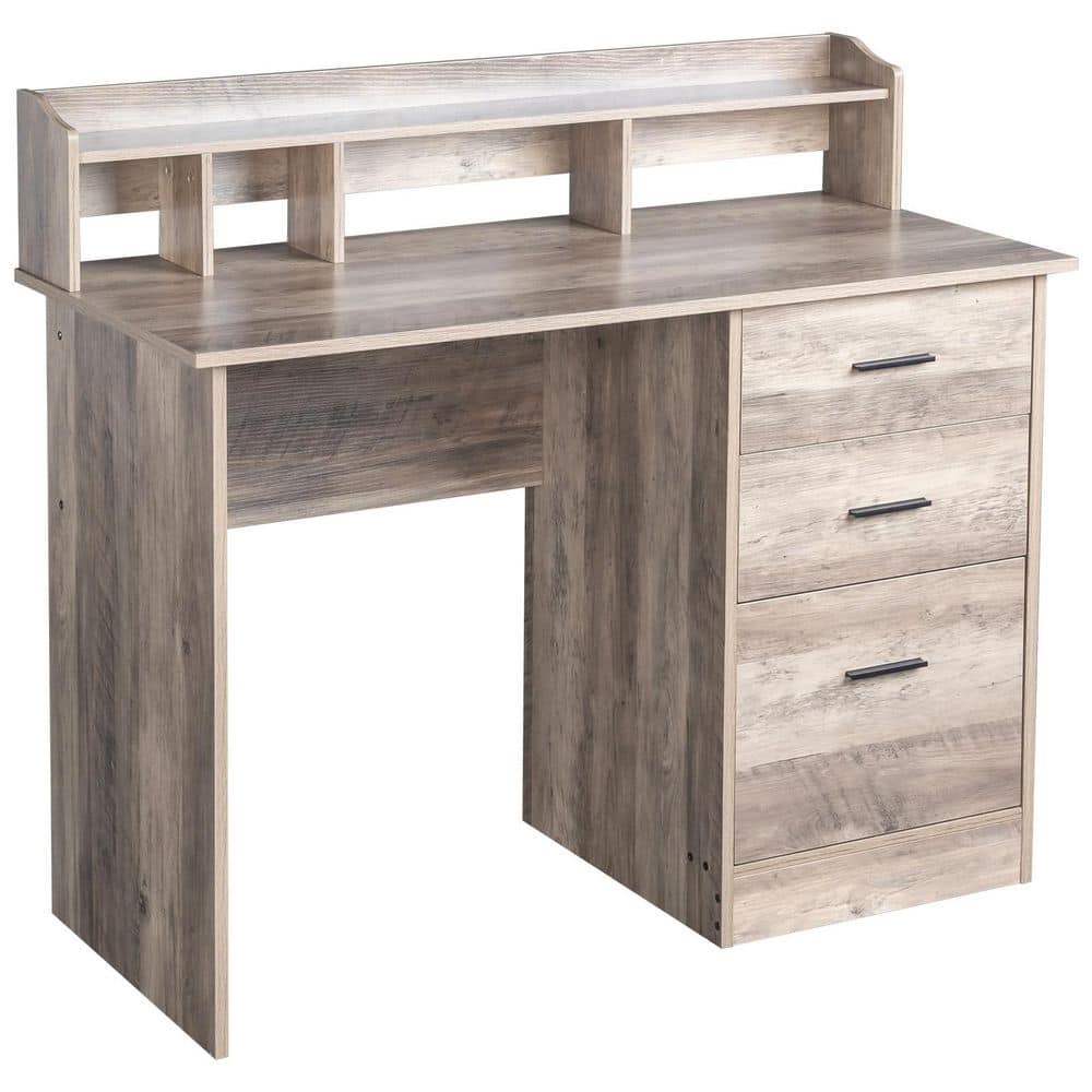 Karl home 40.6 in. Rectangular Light Brown 3-Drawer Computer Desk with ...