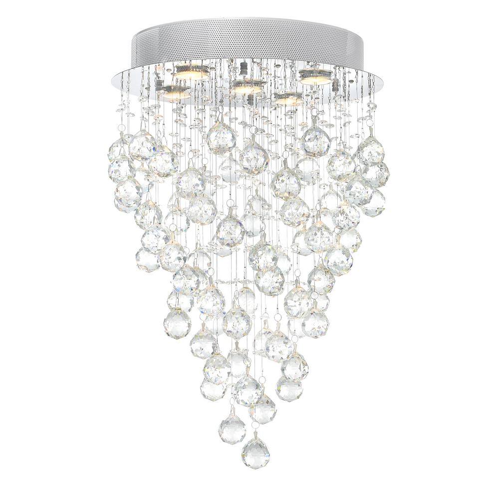 CWI Lighting Rain Drop 5 Light Flush Mount With Chrome Finish 6601C16C ...