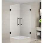 Aston Aquadica 30 in. x 72 in. Frameless Corner Hinged Shower Door in Matte Black SEN988-MB-30-10