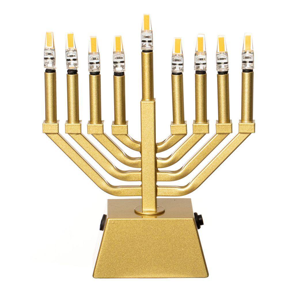 Vintiquewise Wall Mount 9-Branch Hanukkah Menorah with LED Candles ...