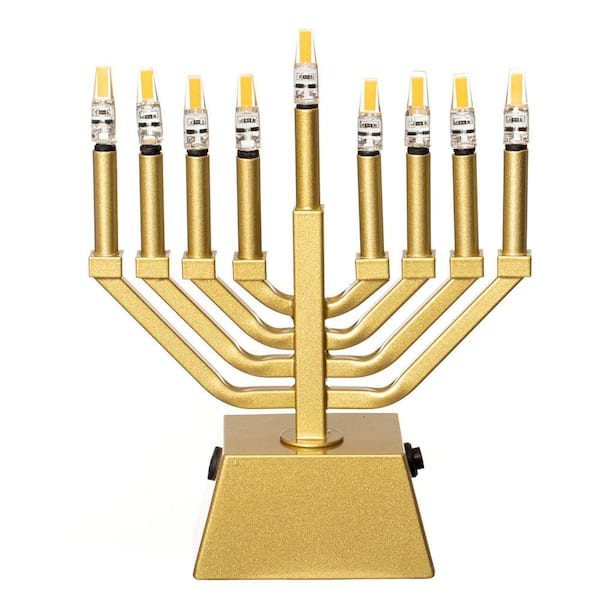 Vintiquewise Wall Mount 9-Branch Hanukkah Menorah with LED Candles ...