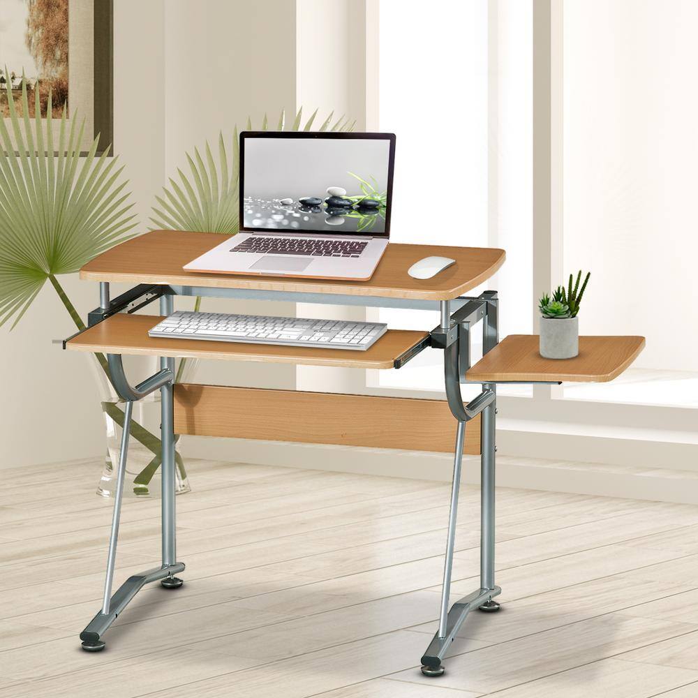 TECHNI MOBILI 43 in. Rectangular Cherry/Silver Computer Desk with ...