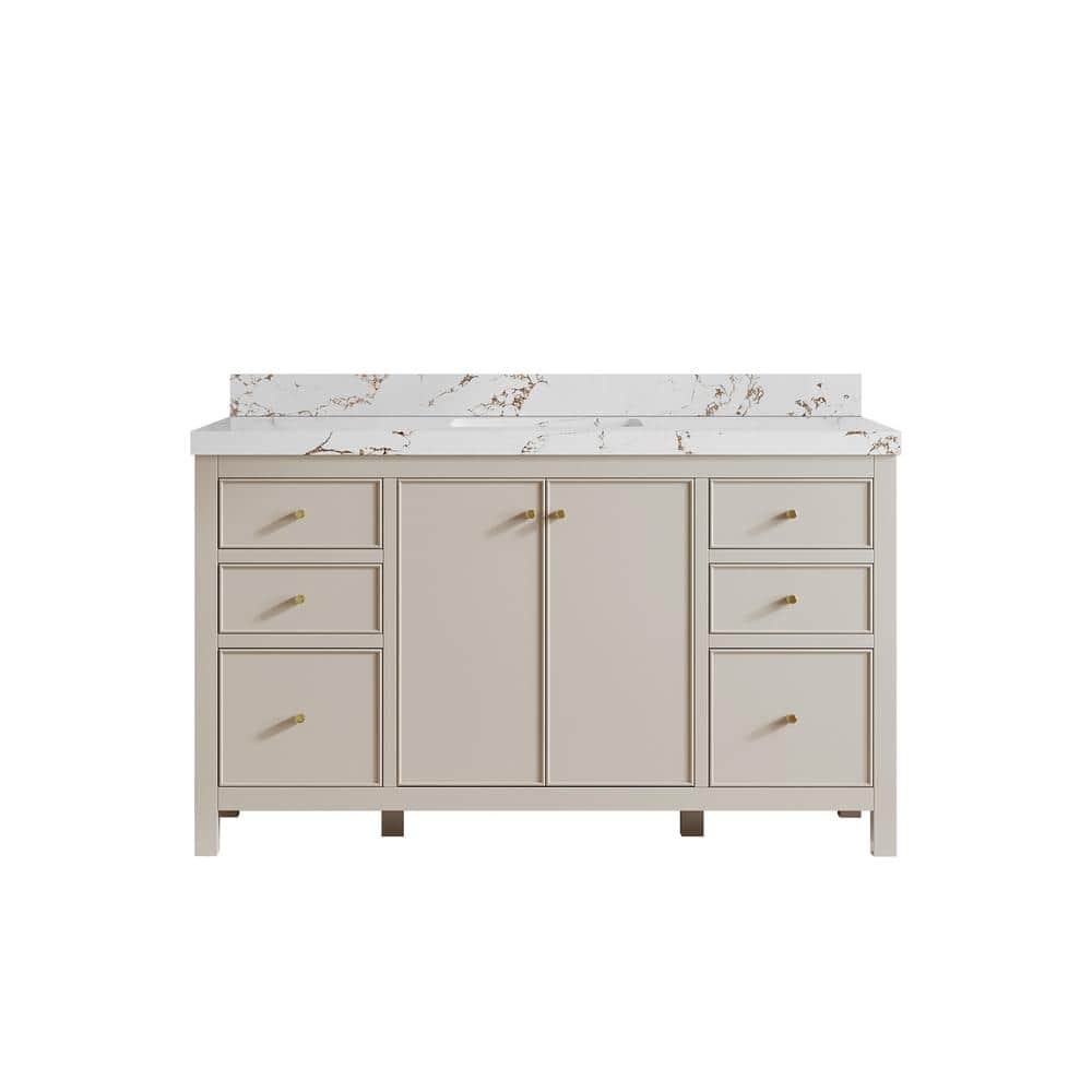 Willow Collections Chicago 60 in. Single Sink Freestanding Fine Grain ...