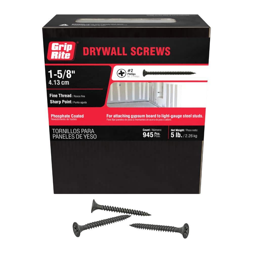 Grip-Rite #6 x 1-5/8 in. #2 Phillips Bugle Head Fine Thread Drywall ...