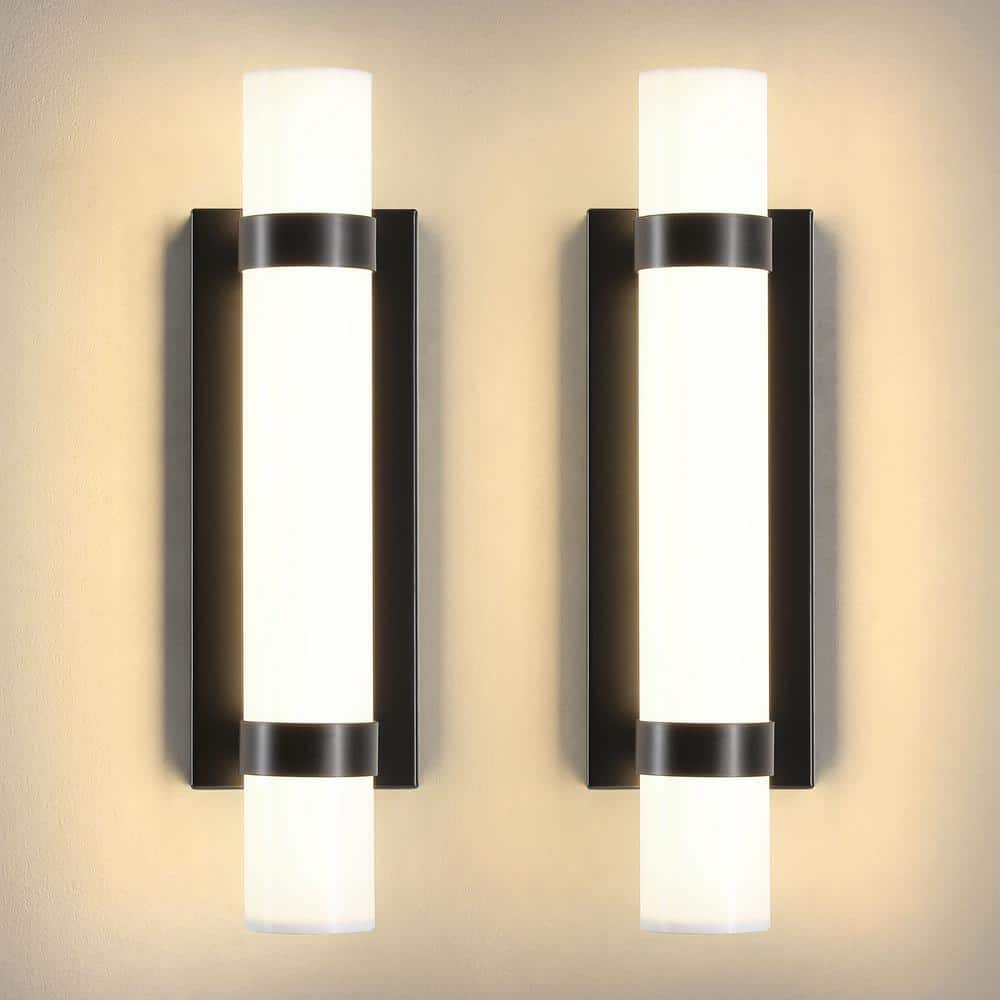 KAISITE 16 in. 1-Light Black LED Vanity Light Bar Dimmable Bathroom ...