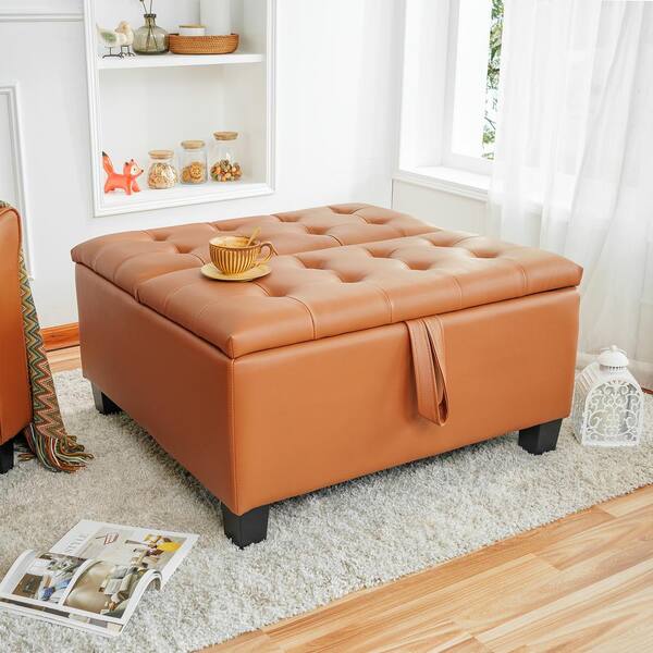 Large leather storage ottoman store