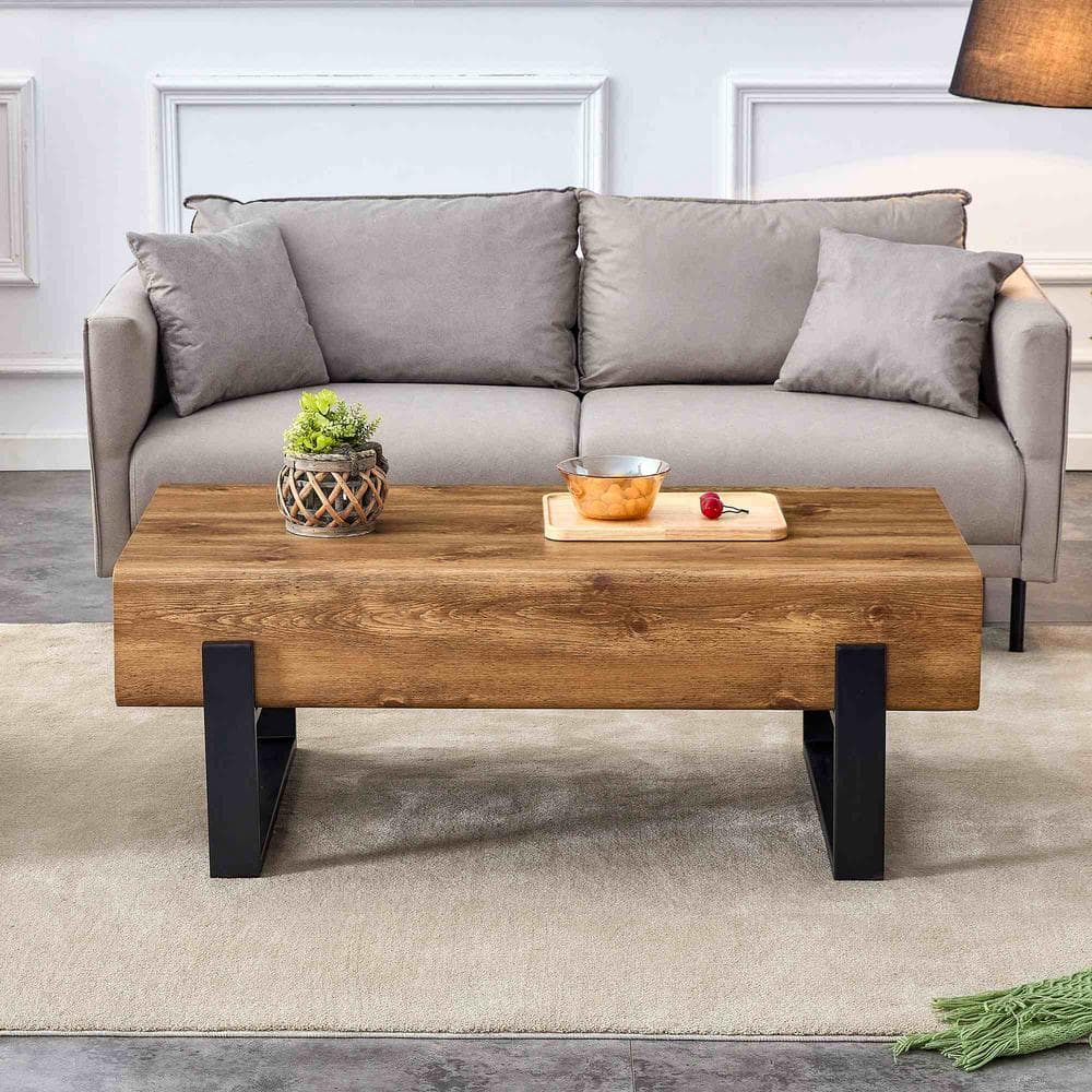 Polibi Modern 47.2 in. Natural Rectangle Wood Coffee Table RS-32231-600 ...