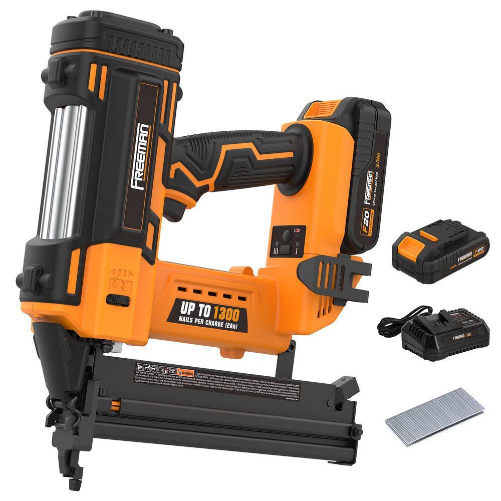 Freeman 20-Volt Cordless 18-Gauge 1-5/8 in. Narrow Crown Stapler Kit ...