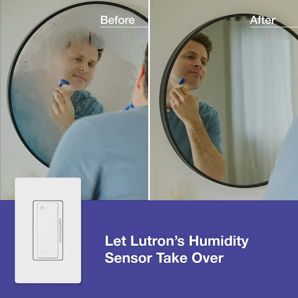 Lutron XactSense Humidity Sensor Switch for Bathroom Exhaust Fans, 3 ...