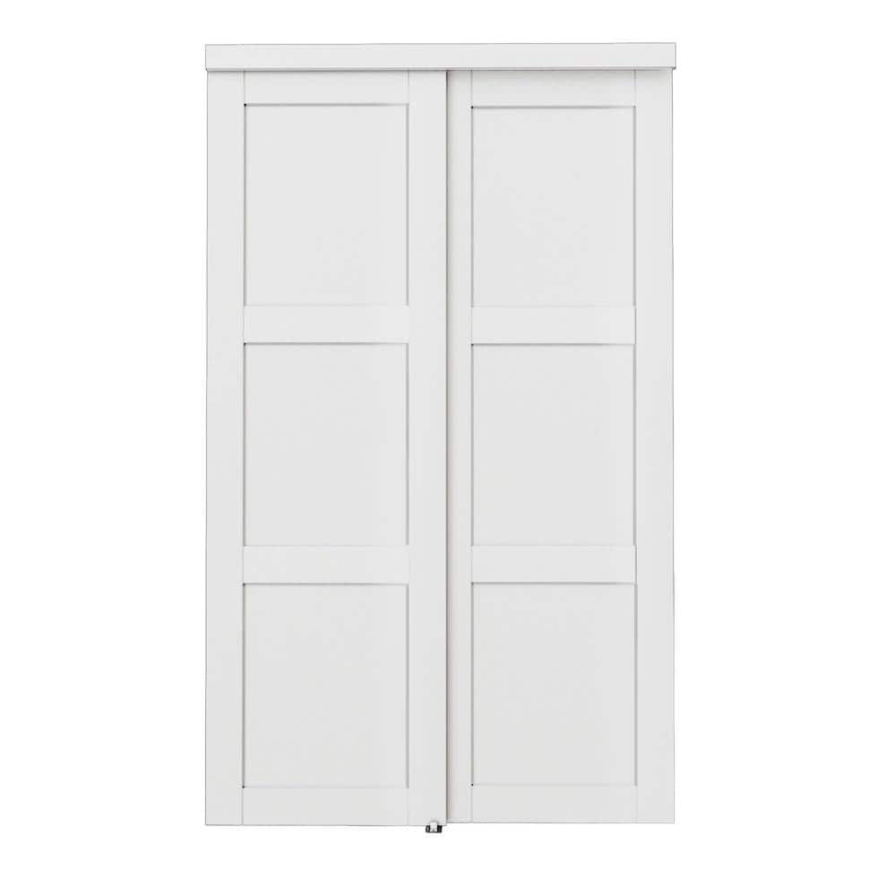 ARK DESIGN 48 in. x 80 in. Paneled 3-Lite White Primed MDF Muti-Design ...