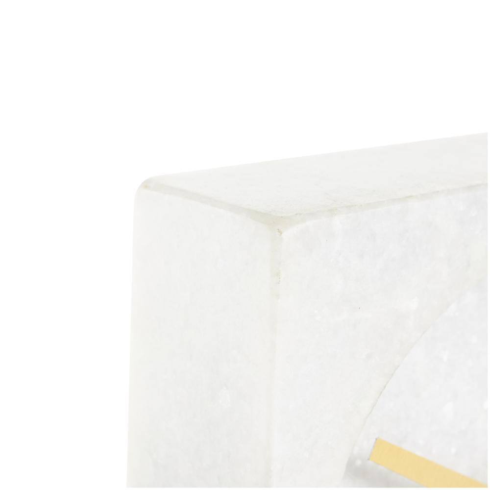 Litton Lane White Marble Minimalistic Rectangular Clock with Recessed ...