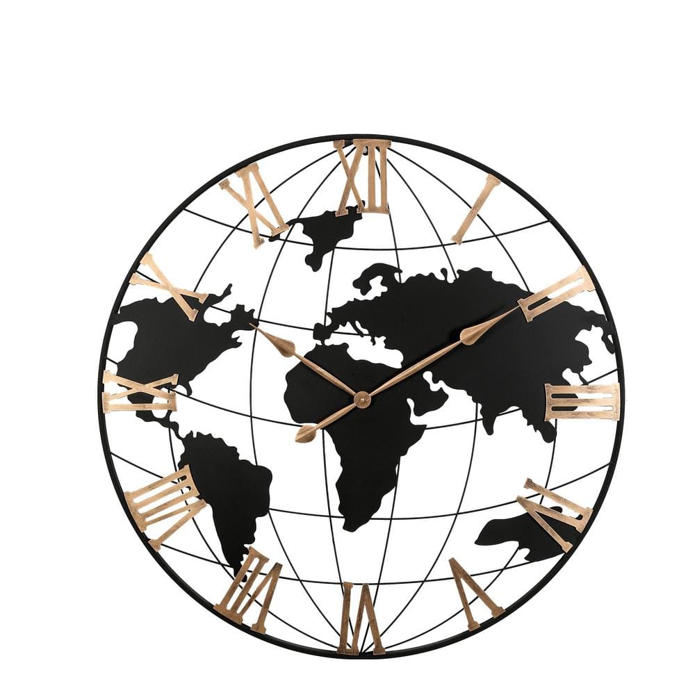 Tradrou Large Vintage Gold Rectangular Wall Clock with Gold Roman Numerals, Home Decor Accent ...