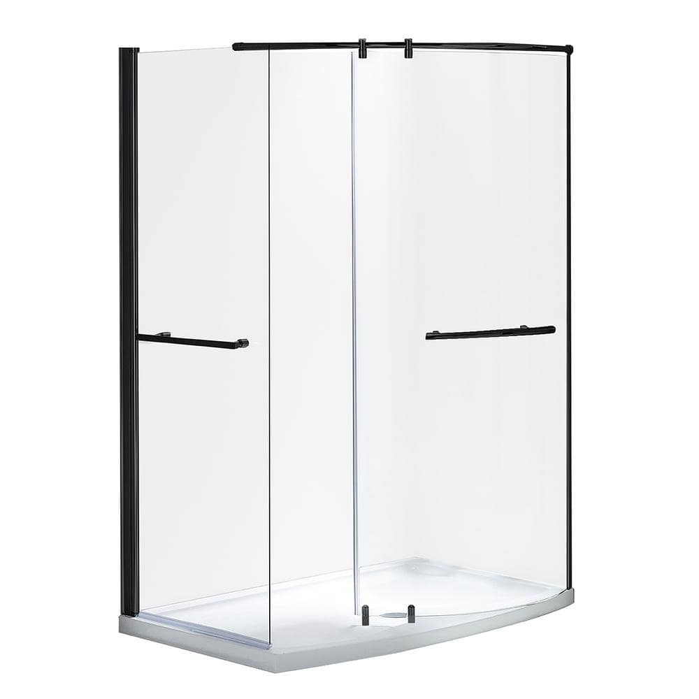 A&E Odera 34 in. L x 60 in. W x 79.25 in. H Corner Shower Kit, Fixed ...