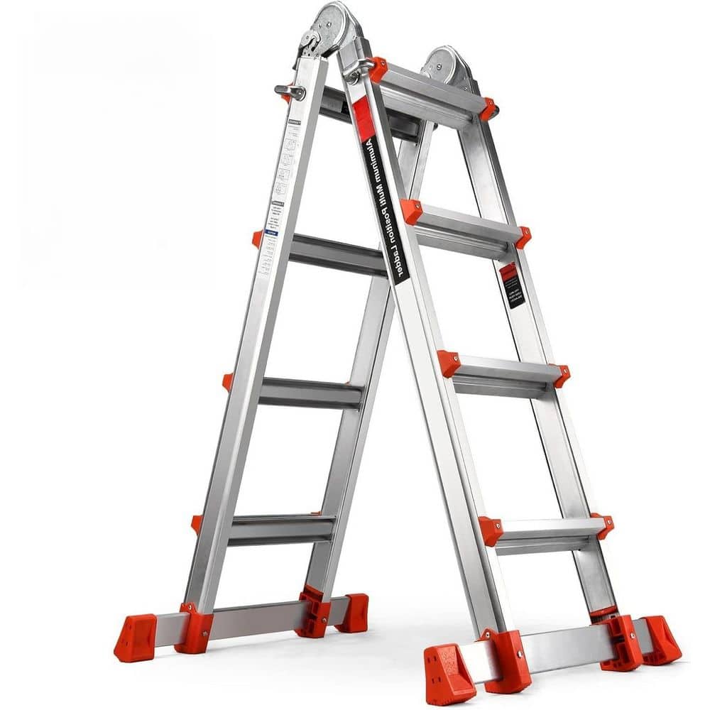 KIWDZFU 17 ft. Aluminum Telescoping Ladder with Stabilizer Bar and ...