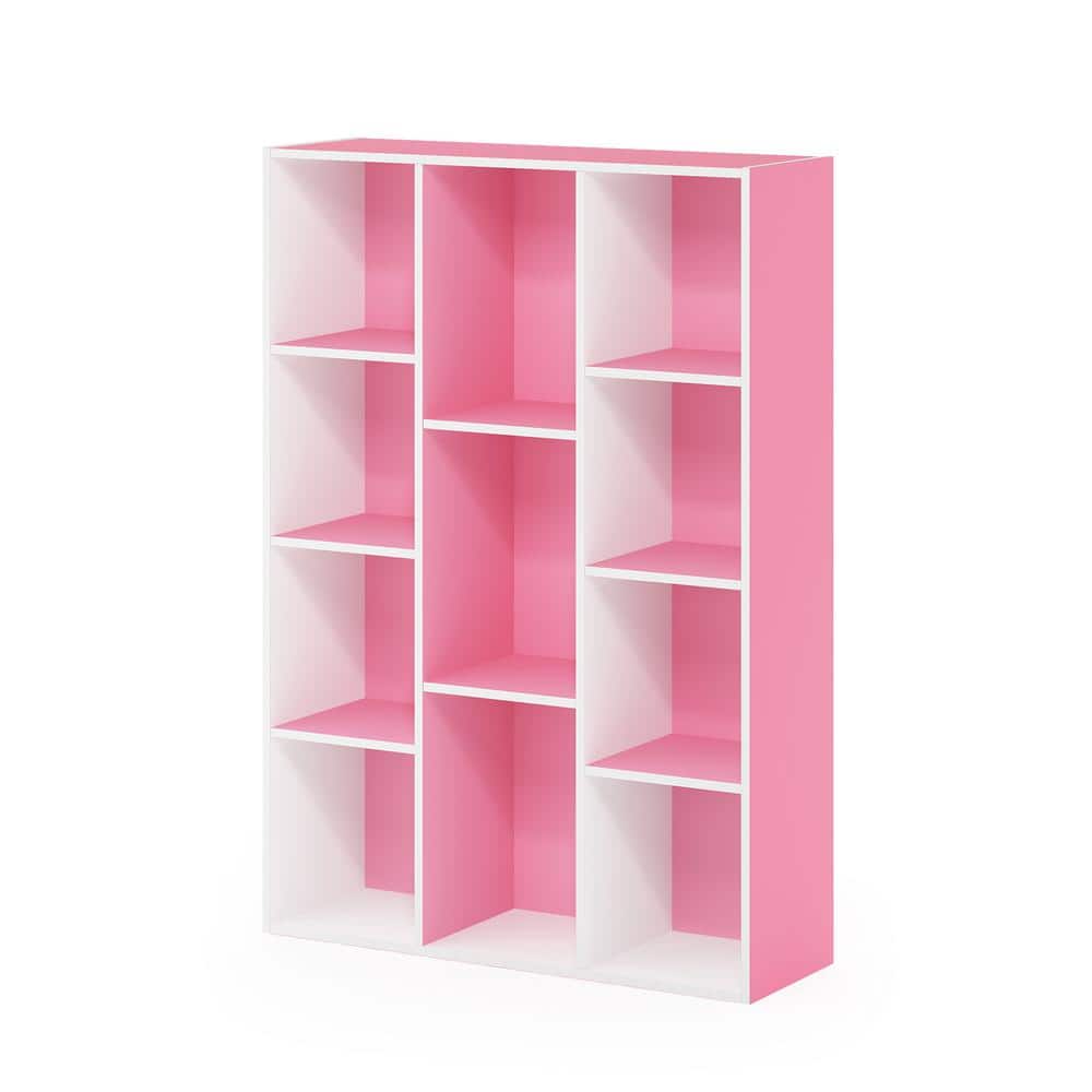 Furinno White/Pink 11-Cube Reversible Open Shelf Bookcase-11107WHPI ...