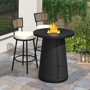 INNUMIA 5-Piece Metal Patio Conversation Set with Black Round Gas Bar ...