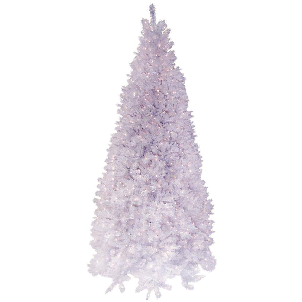 General Foam 9 ft. Pre-Lit Deluxe Winter White Fir Artificial Christmas ...