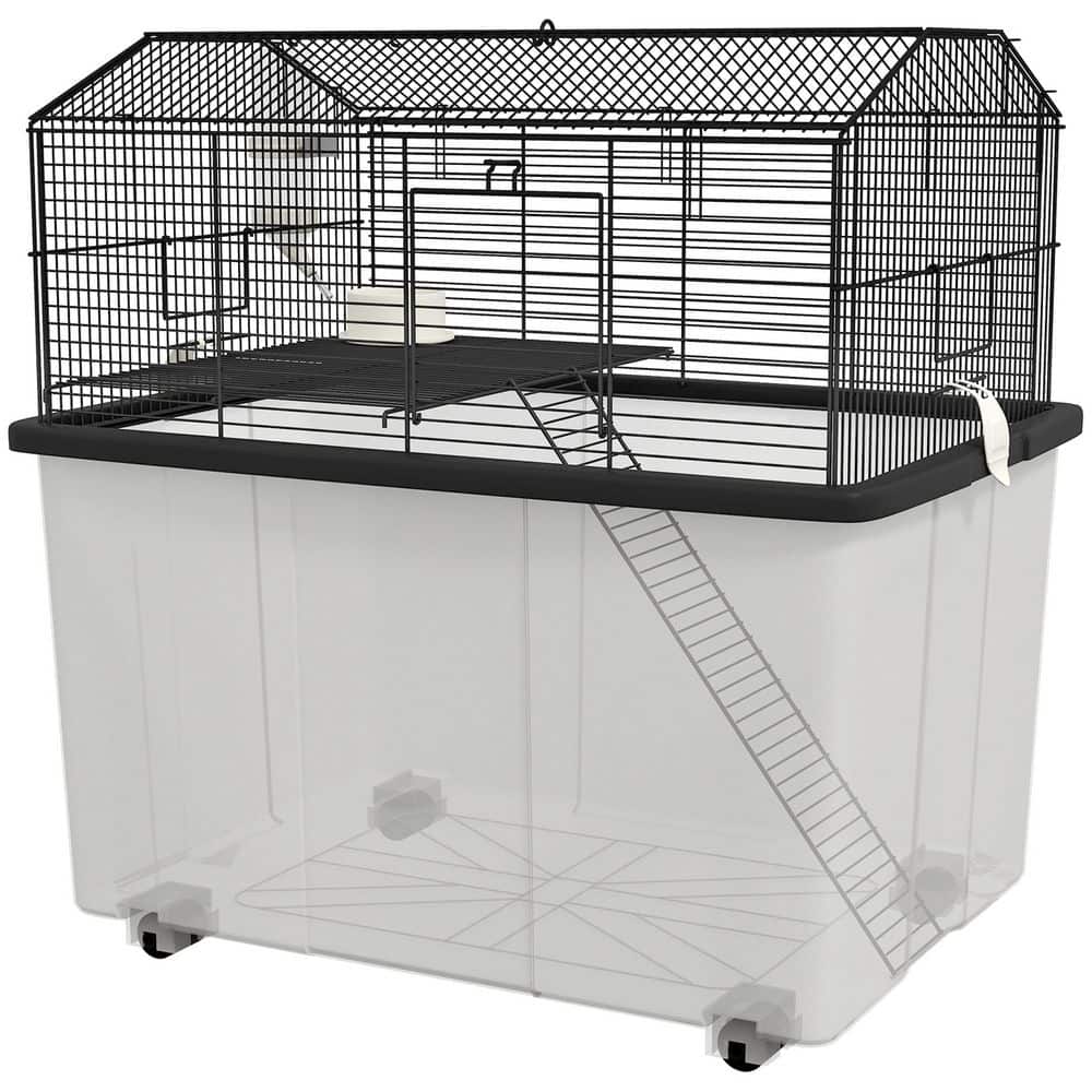 PawHut 22in. 2-Tier Hamster Cage with Extra-Deep 14in. Base, Small ...