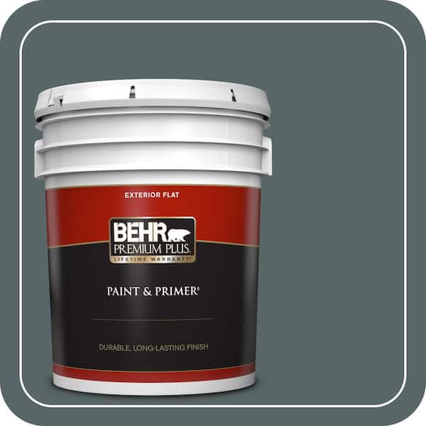 BEHR PREMIUM PLUS 5 gal. #N440-6 Brooklyn Flat Exterior Paint & Primer ...