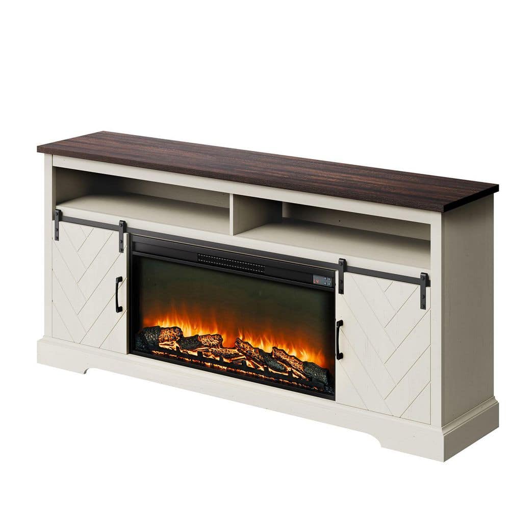 VEVOR Fireplace TV Stand, Farmhouse Fireplace TV Stand with 36 in ...