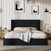 Ahokua Black Frame Queen Size Upholstered Platform Bed with Lift-up ...