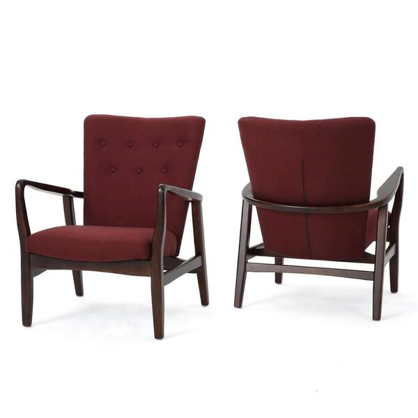 Noble House Becker Deep Red Fabric Arm Chair (Set of 2) 67019 - The ...
