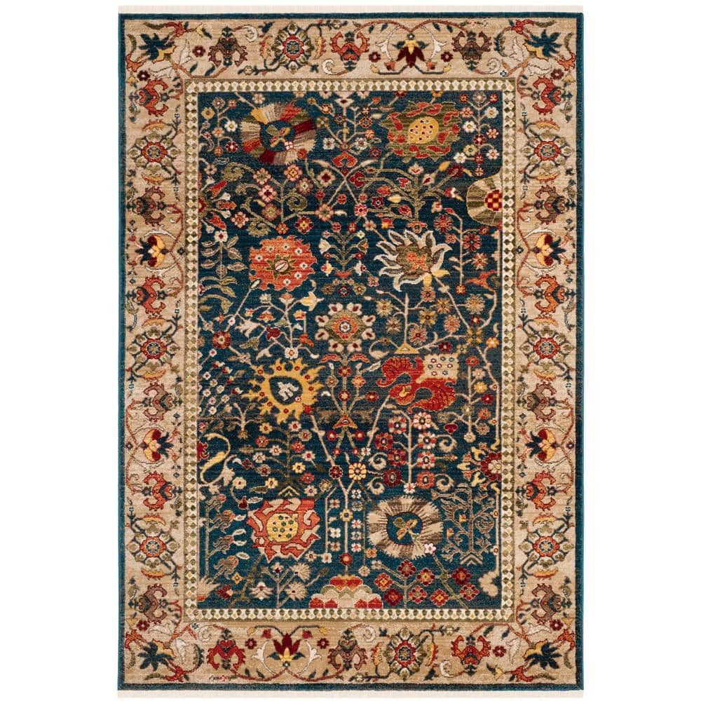 SAFAVIEH Kashan Blue/Tan 5 ft. x 7 ft. Border Area Rug KSN303G-5 - The ...