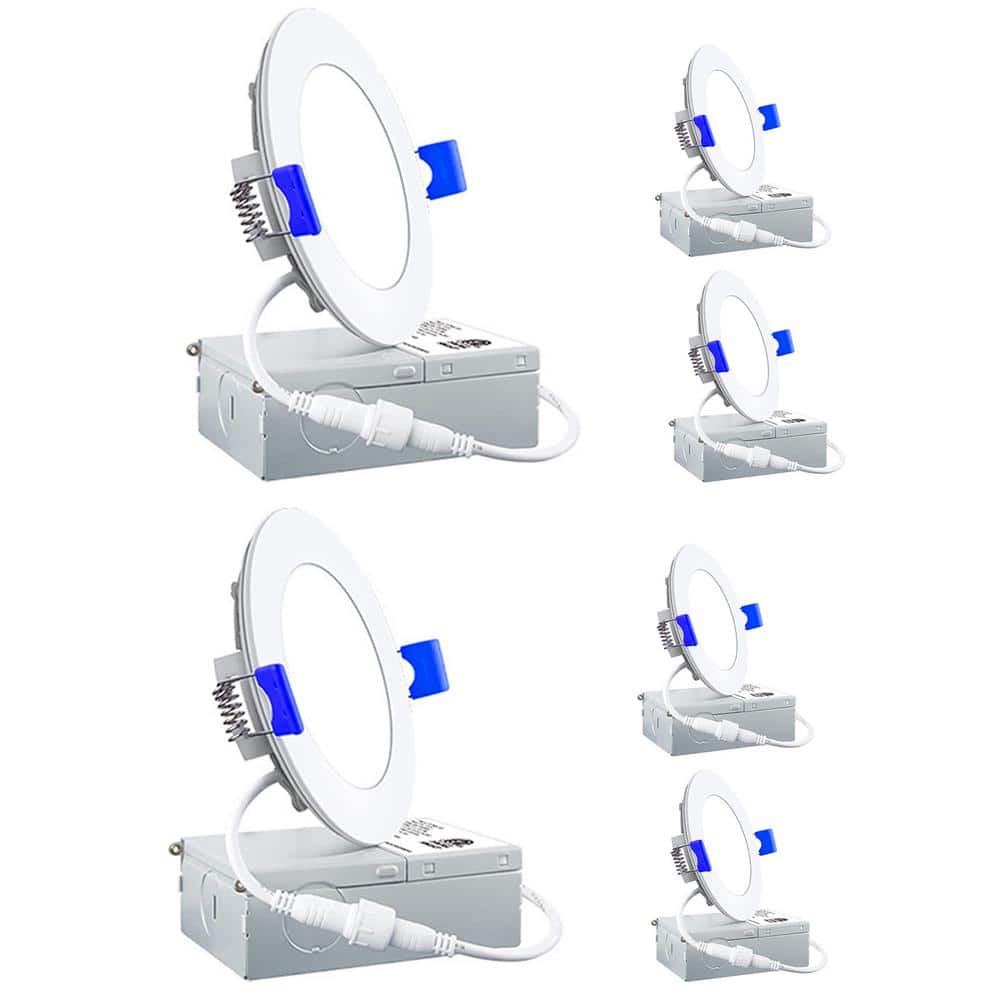Honbei 5/6in.12-Watt Color Selectable 3CCT Ultra-Thin LED Recessed ...