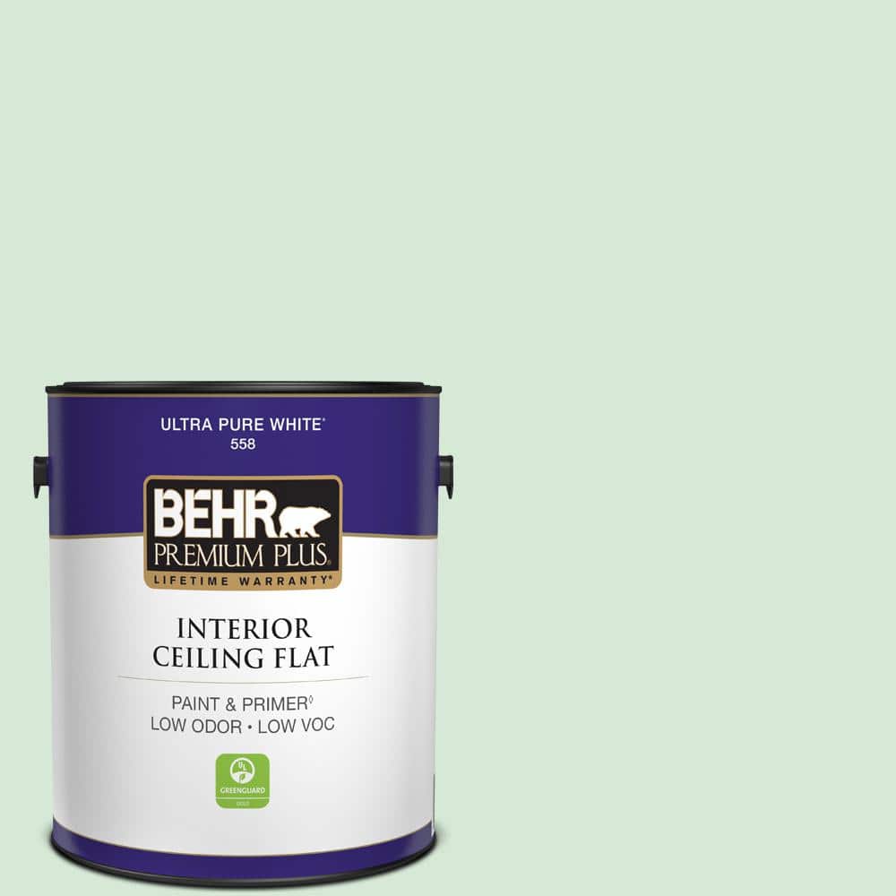 BEHR PREMIUM PLUS 1 gal. #M410-1 Jade Mist Ceiling Flat Interior Paint ...