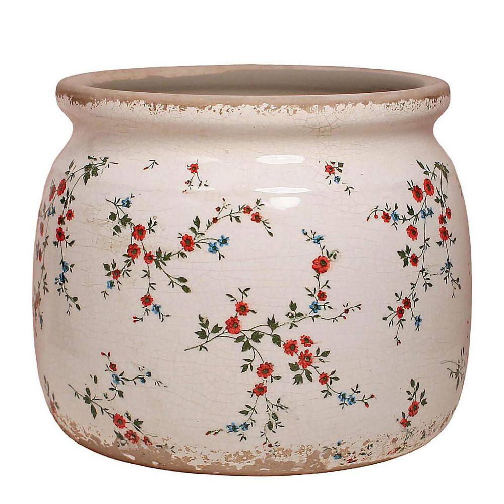 Large Red Ceramic Indoor/Outdoor Planter (6.3 in. W x 5.1 in. H ...