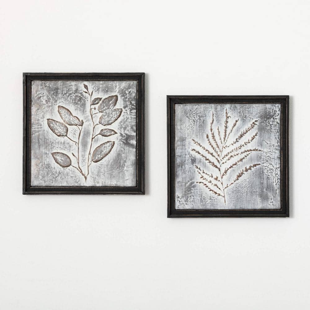SULLIVANS 16.75 in. Raised Leaf Metal Decorative Sign (Set of 2 ...