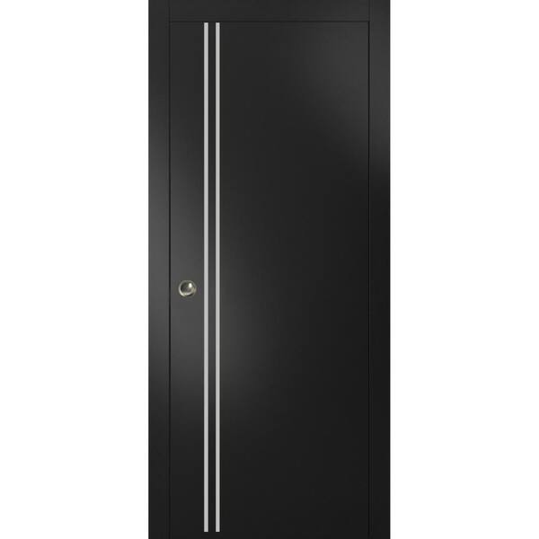 Sartodoors 24 in. x 96 in. 1 Panel Black Matte Finished Solid Wood with ...