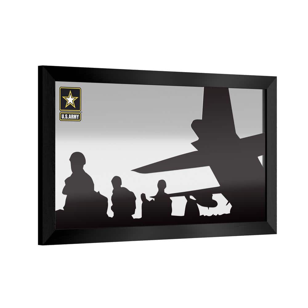 United States Army 26 in. W x 15 in. H Wood Black Framed Mirror ...