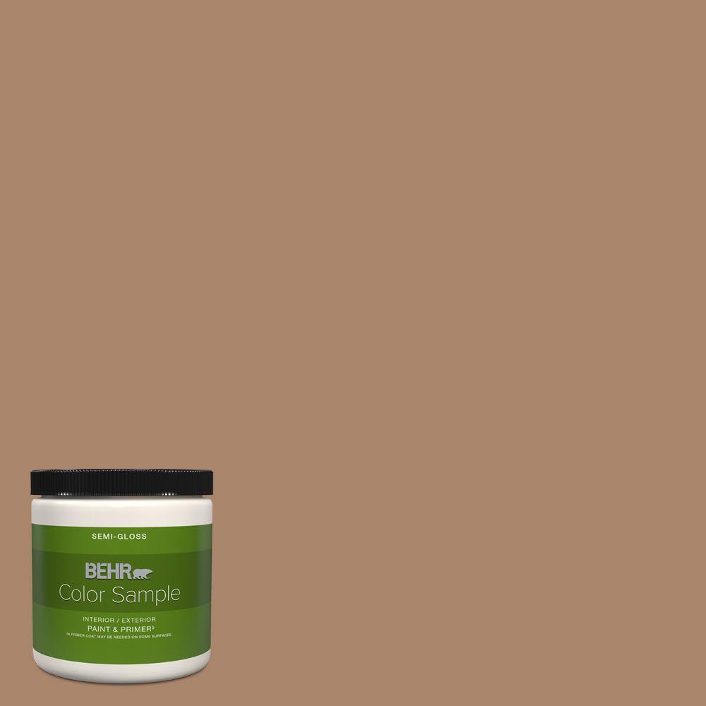 BEHR PREMIUM PLUS 8 oz. #S220-5 Nutshell Semi-Gloss Interior/Exterior ...